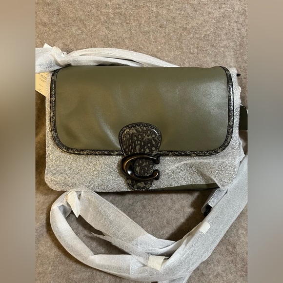 Coach | Bags | Coach Soft Tabby Snaketrim Leather Shoulder Bag In Army ...